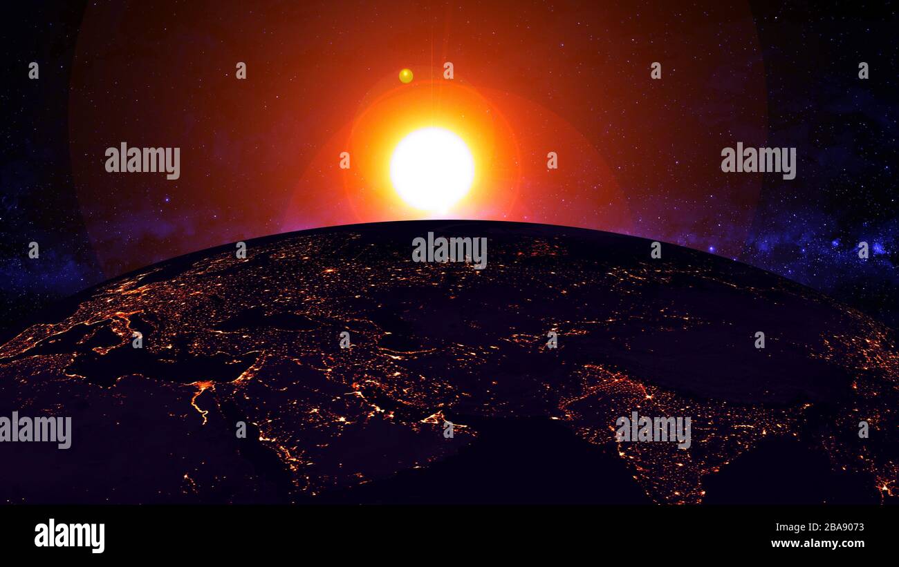 Planet Earth with a spectacular sunset "Elements of this image ...