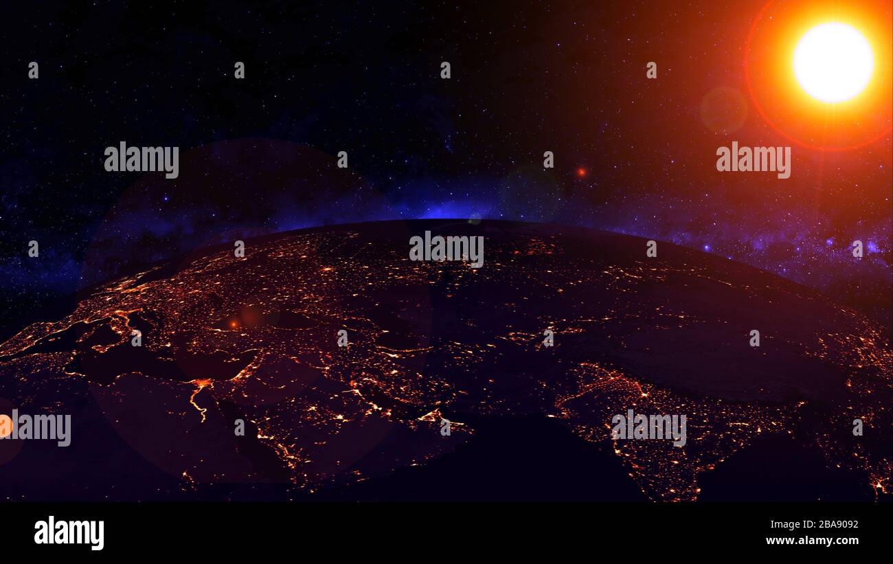 Planet Earth with a spectacular sunset "Elements of this image ...