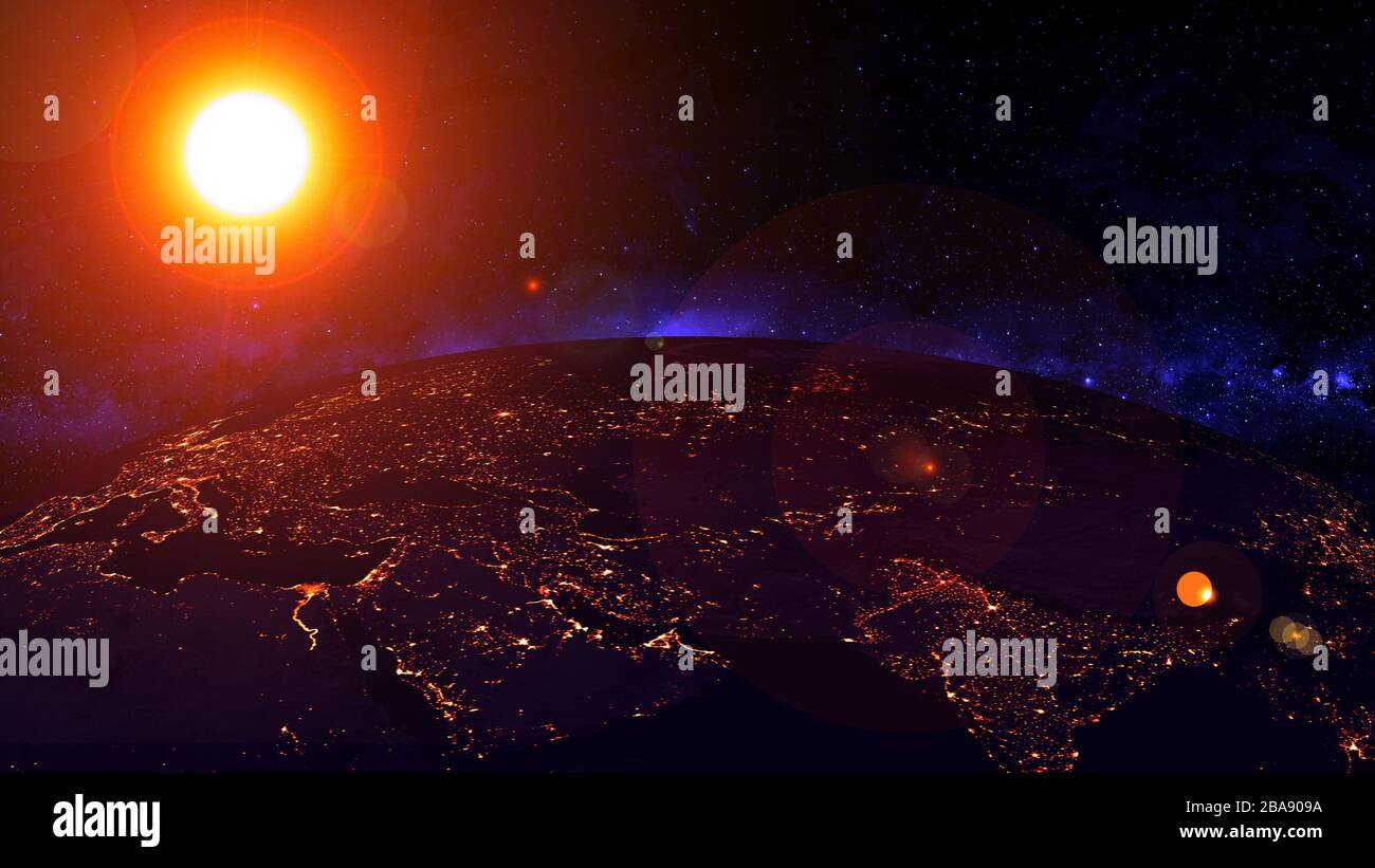 Planet Earth with a spectacular sunset "Elements of this image ...