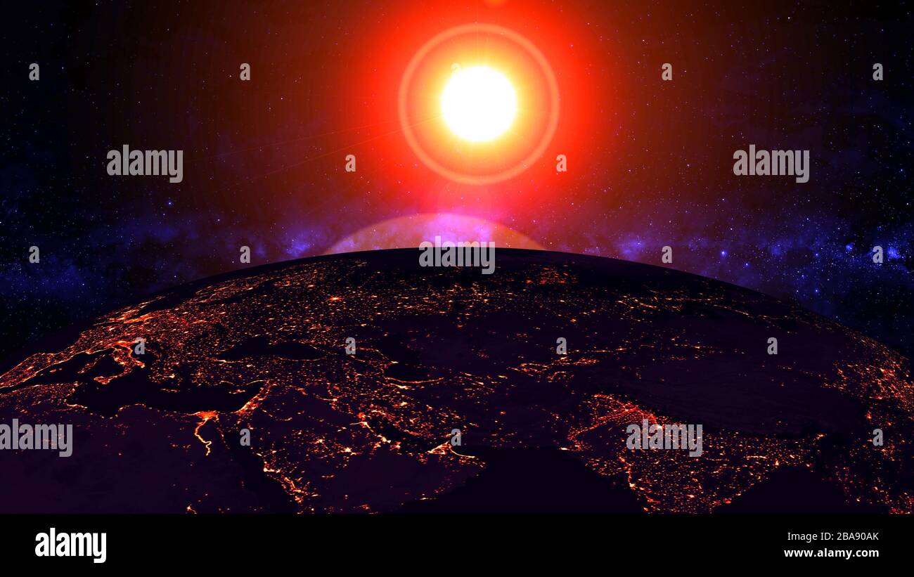 Planet Earth with a spectacular sunset "Elements of this image ...