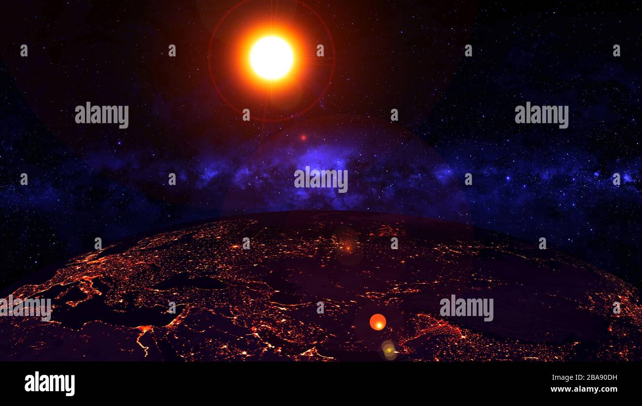 Planet Earth with a spectacular sunset "Elements of this image ...