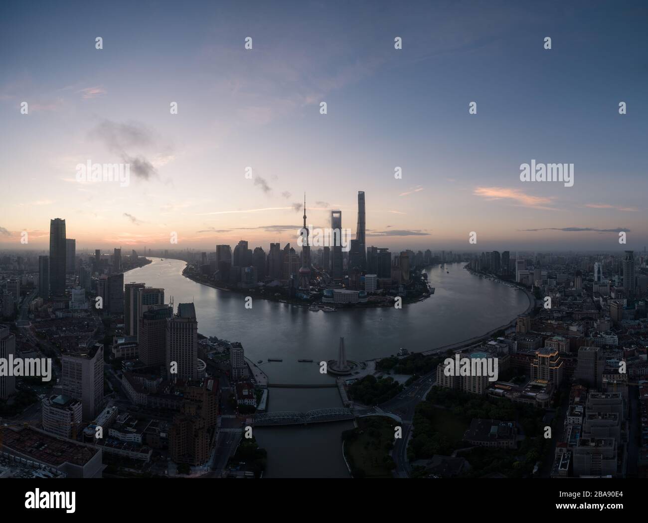 aerial view of Lujiazui, Shanghai city, at dawn Stock Photo - Alamy