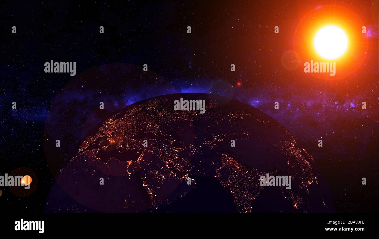 Planet Earth with a spectacular sunset "Elements of this image ...