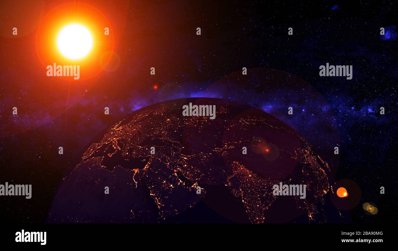 Planet Earth with a spectacular sunset "Elements of this image ...