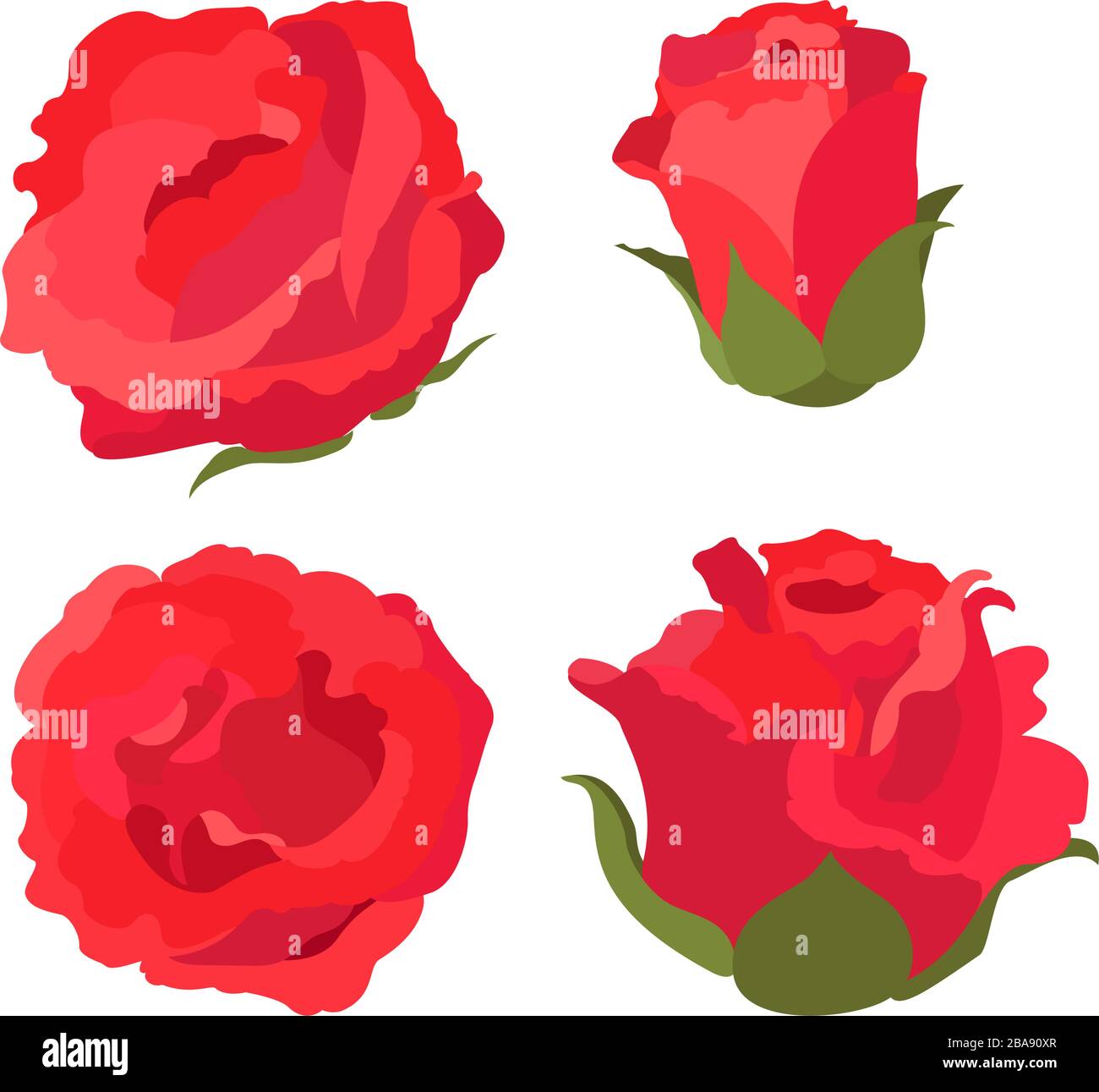 vector rose flower clip art on white isolated background Stock Vector ...