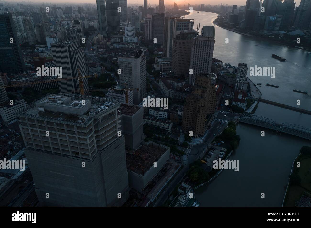 aerial view of Lujiazui, Shanghai city, at dawn Stock Photo - Alamy