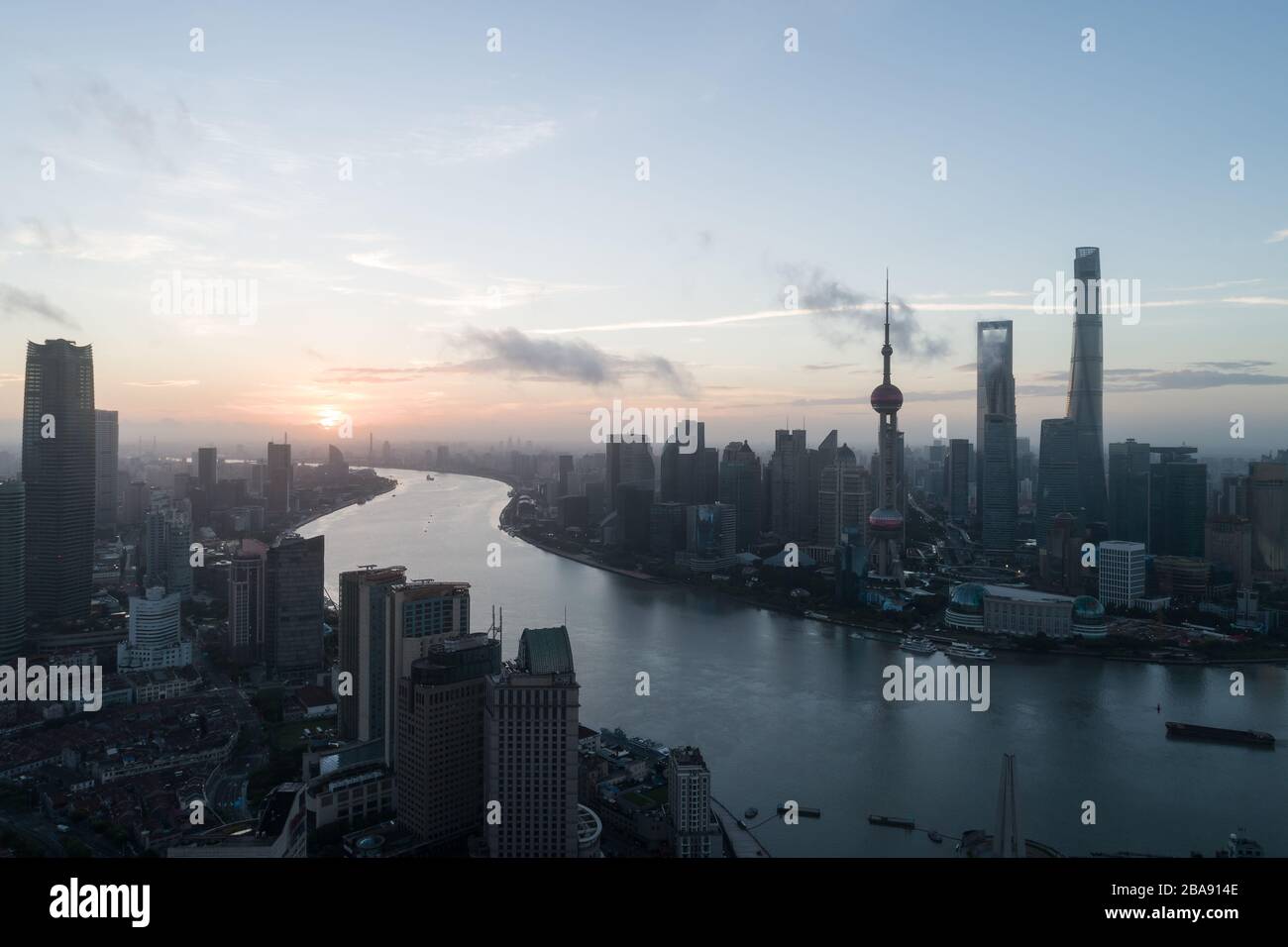 aerial view of Lujiazui, Shanghai city, at dawn Stock Photo - Alamy