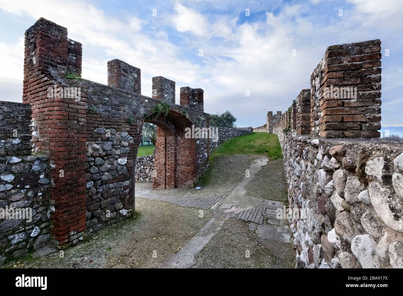 Medieval walls of the Rocca di Lonato. Lonato del Garda, Brescia ...