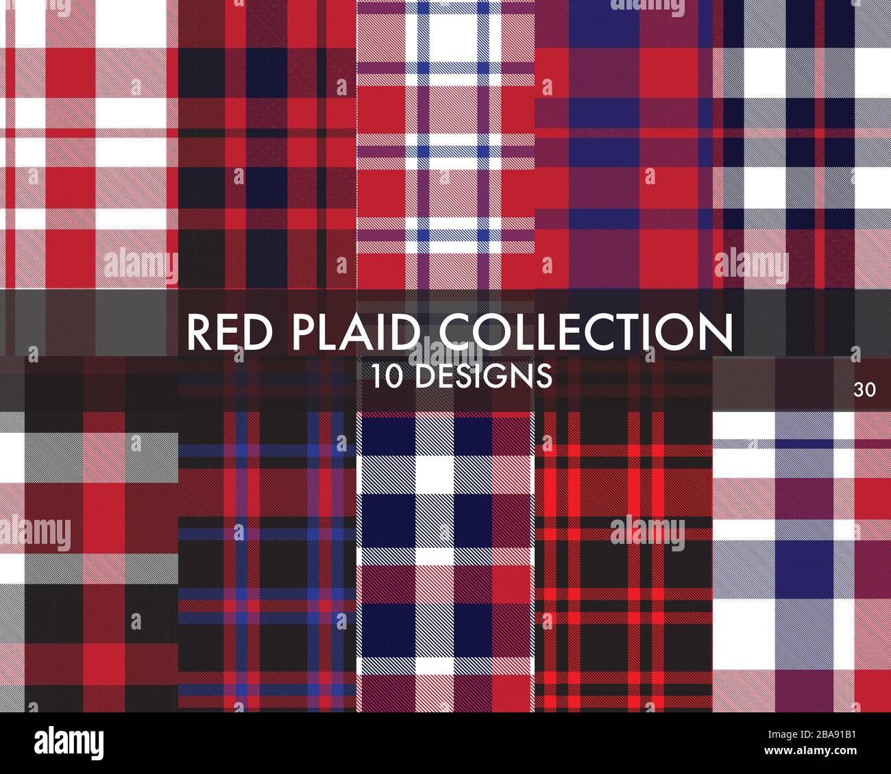 Red Plaid, tartan seamless pattern collection includes 10 designs ...