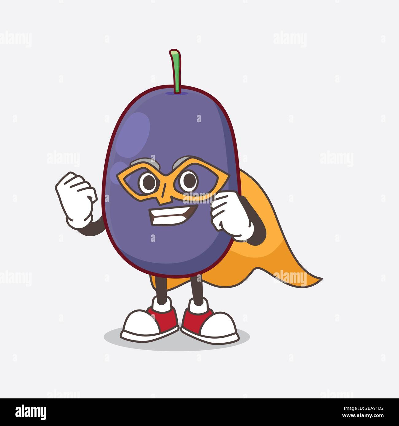 A picture of Java Plum cartoon mascot character dressed as a Super hero ...