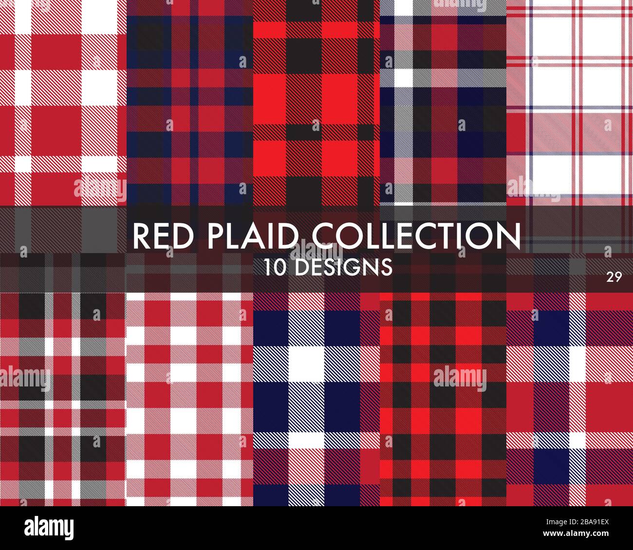 Red Plaid, tartan seamless pattern collection includes 10 designs ...