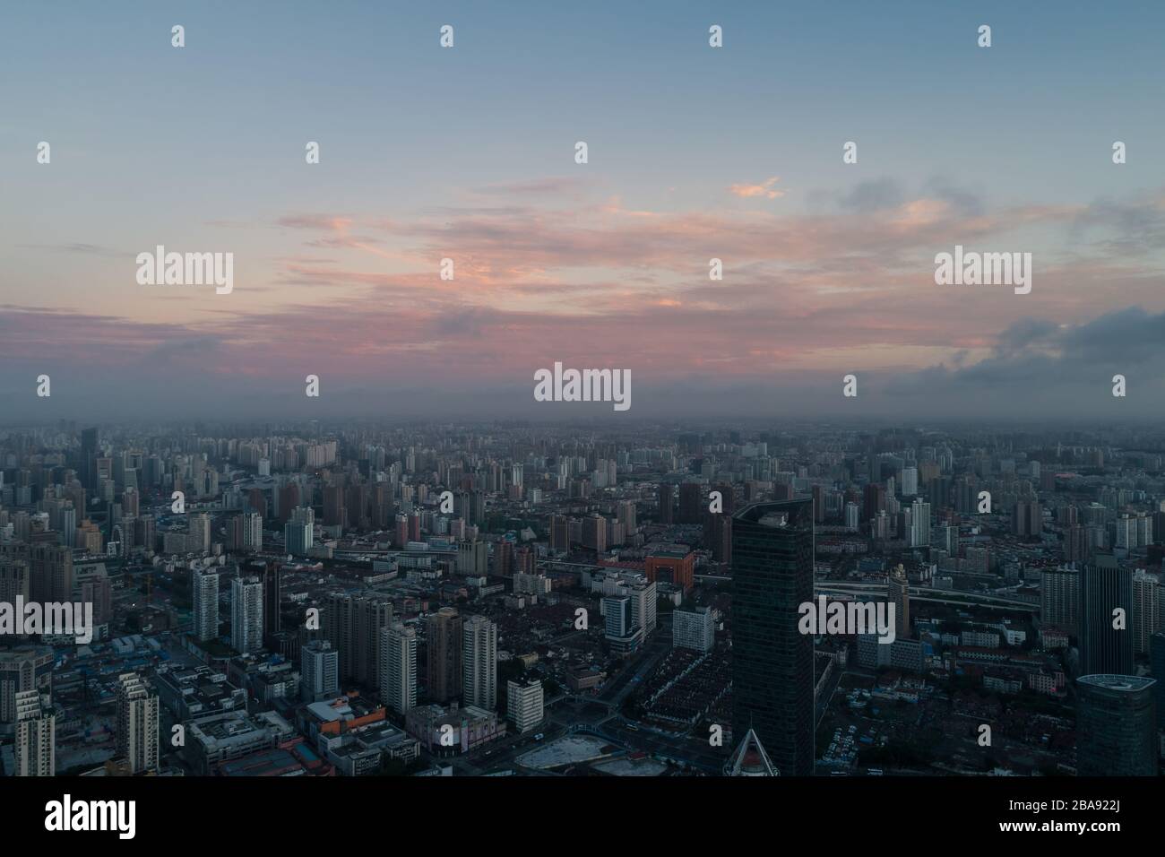 aerial view of HuangPu district, Shanghai, at dawn Stock Photo - Alamy