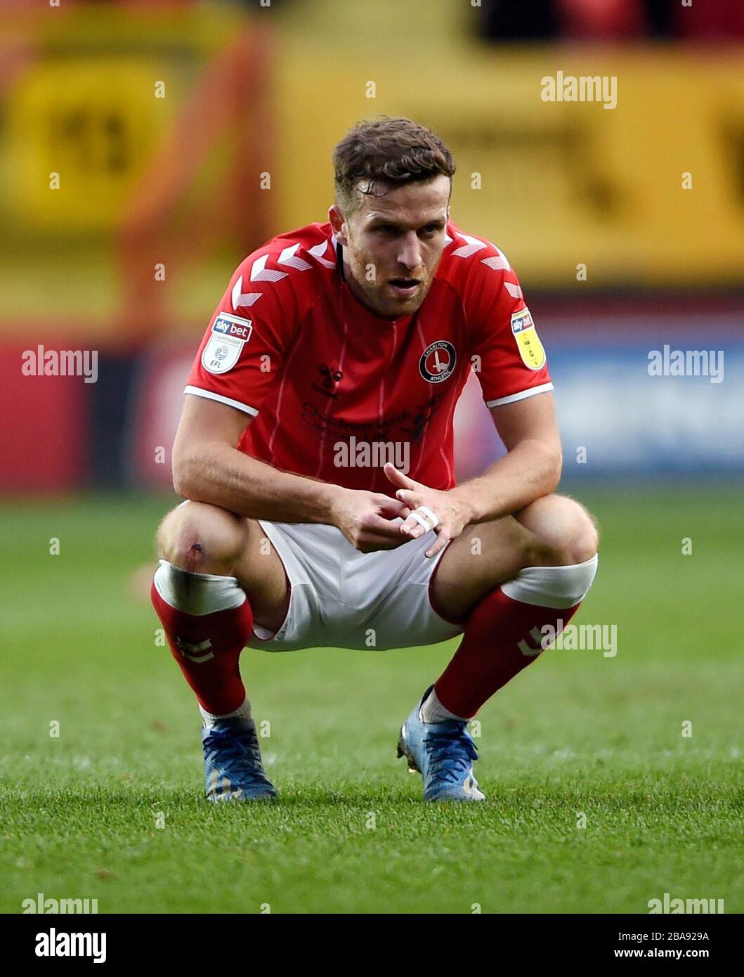 Charlton Athletic's Jason Pearce reacts Stock Photo - Alamy