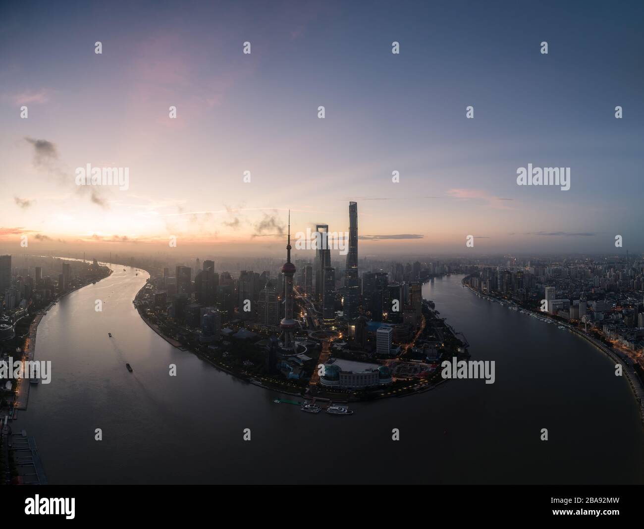 aerial view of Lujiazui, Shanghai city, at dawn Stock Photo - Alamy