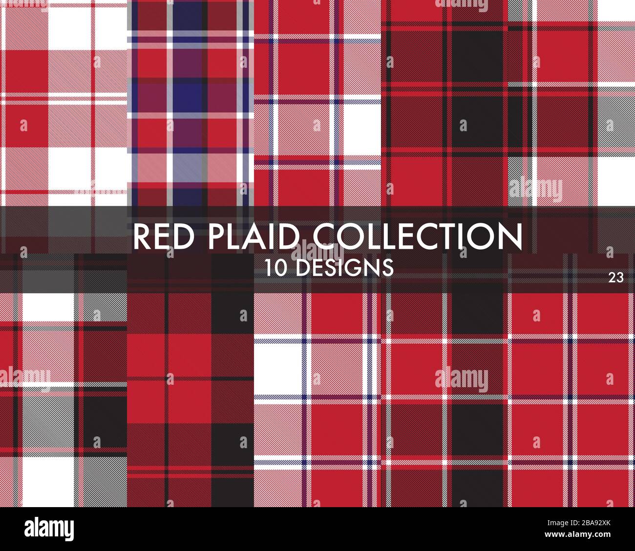 Red Plaid, tartan seamless pattern collection includes 10 designs ...