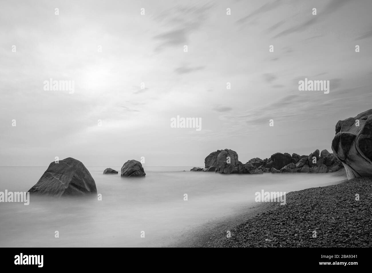 Calm sea peaceful seascape Black and White Stock Photos & Images - Alamy