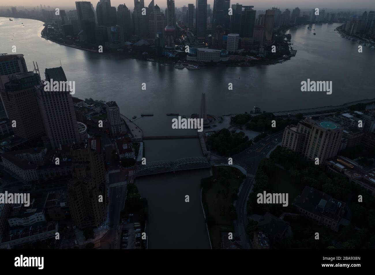 aerial view of Lujiazui, Shanghai city, at dawn Stock Photo - Alamy