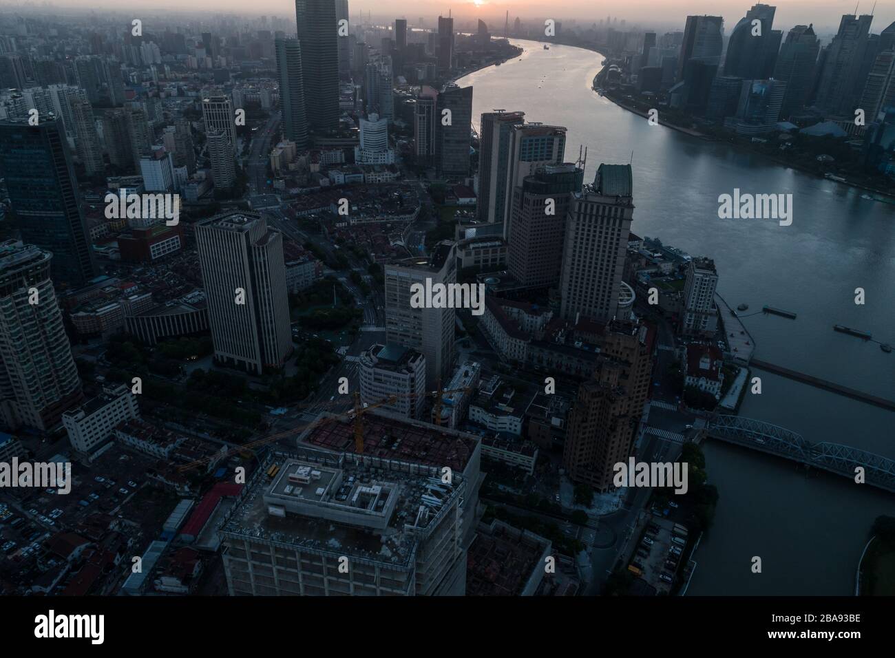aerial view of Lujiazui, Shanghai city, at dawn Stock Photo - Alamy