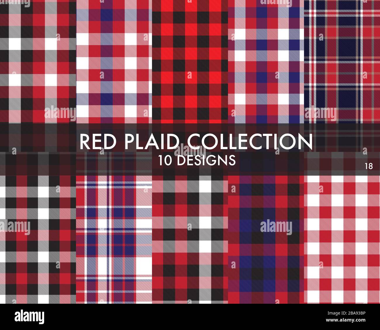 Red Plaid, tartan seamless pattern collection includes 10 designs ...