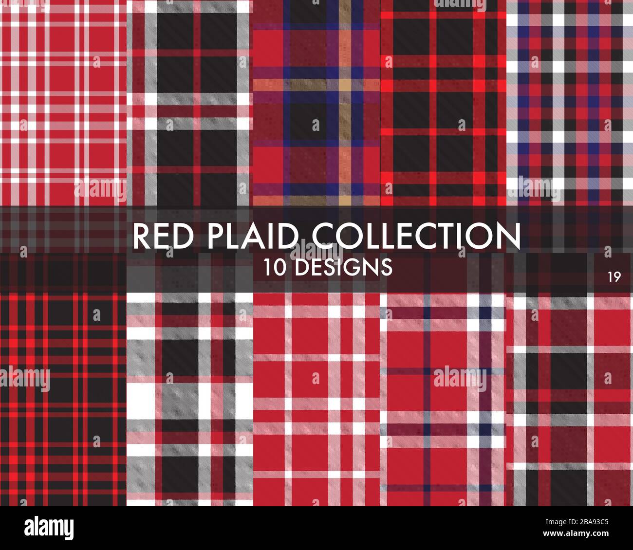 Red Plaid, tartan seamless pattern collection includes 10 designs ...