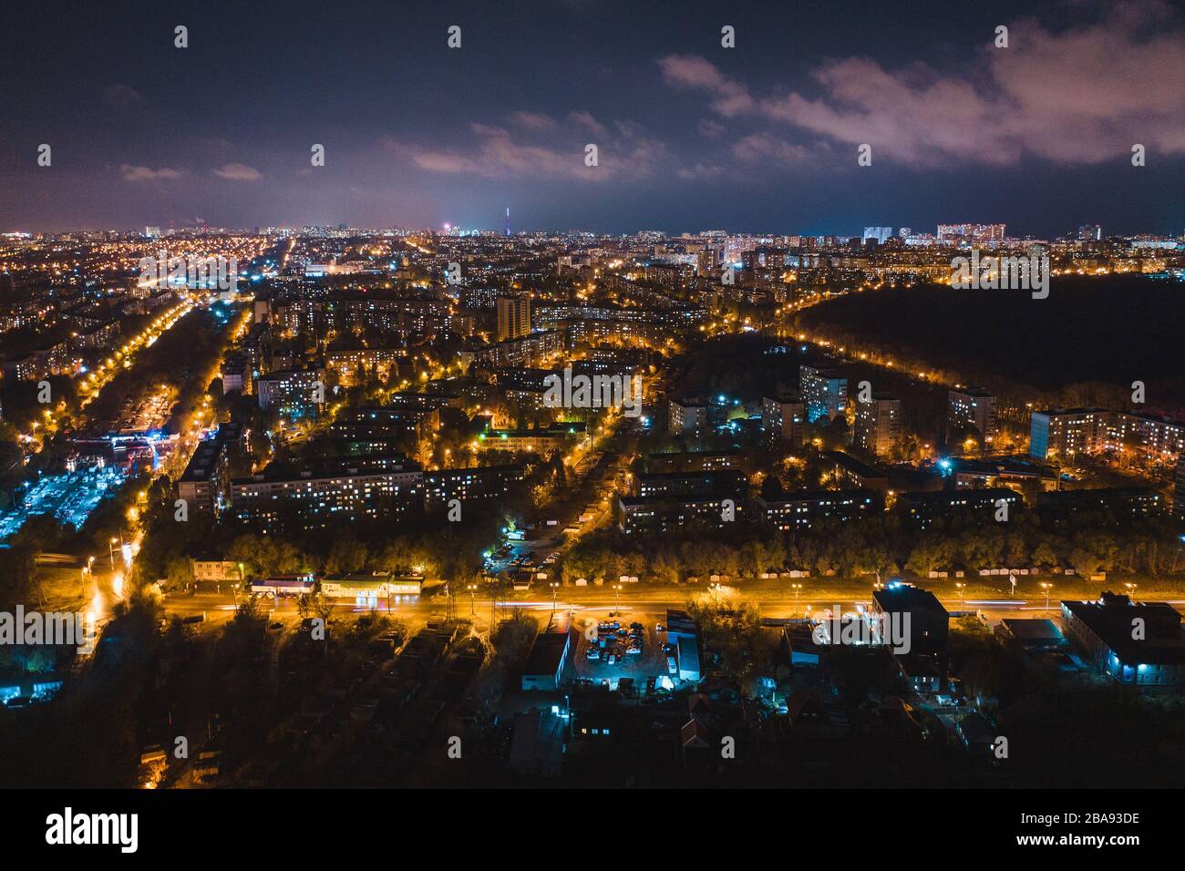Oil refinery night Stock Photo - Alamy