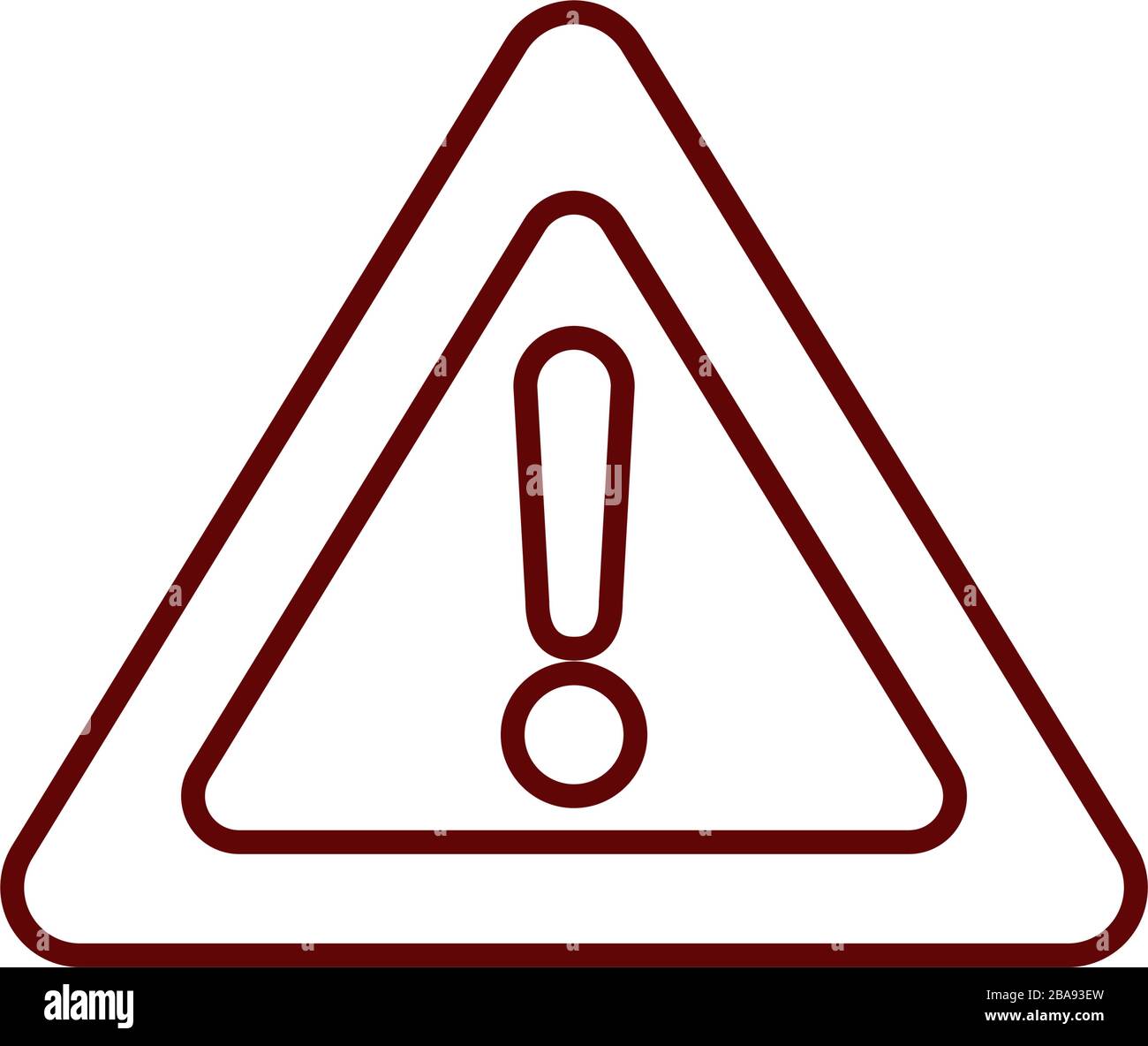 warning sign icon over white background, line style, vector ...