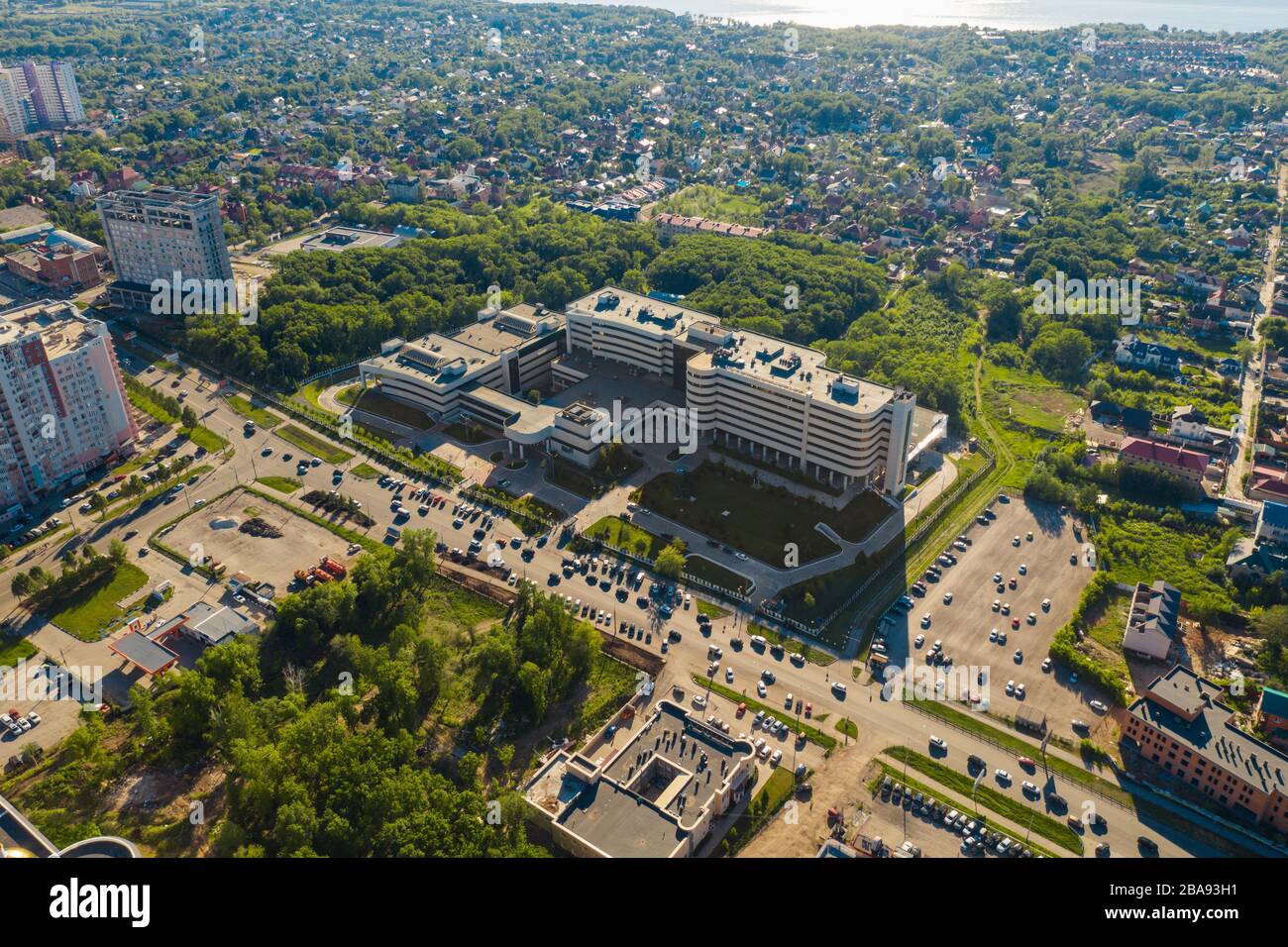 Aerial view hospital hi-res stock photography and images - Alamy