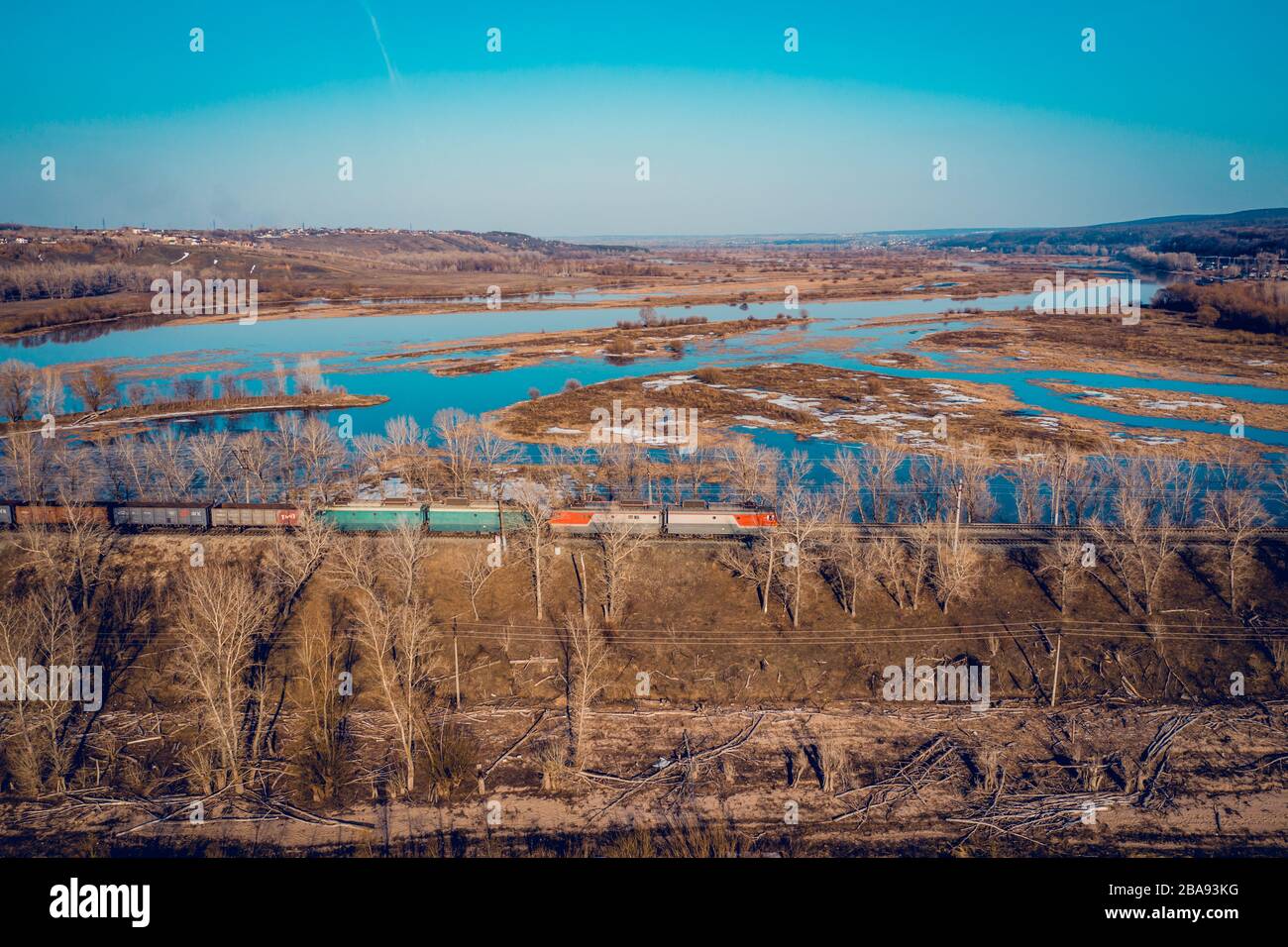 Train on bridge Stock Photo - Alamy