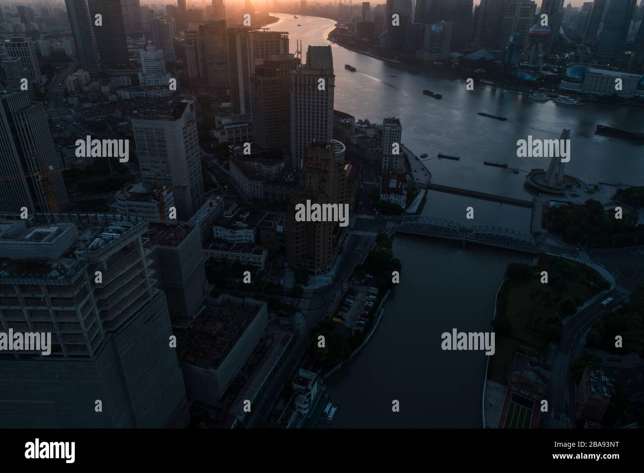 aerial view of Lujiazui, Shanghai city, at dawn Stock Photo - Alamy