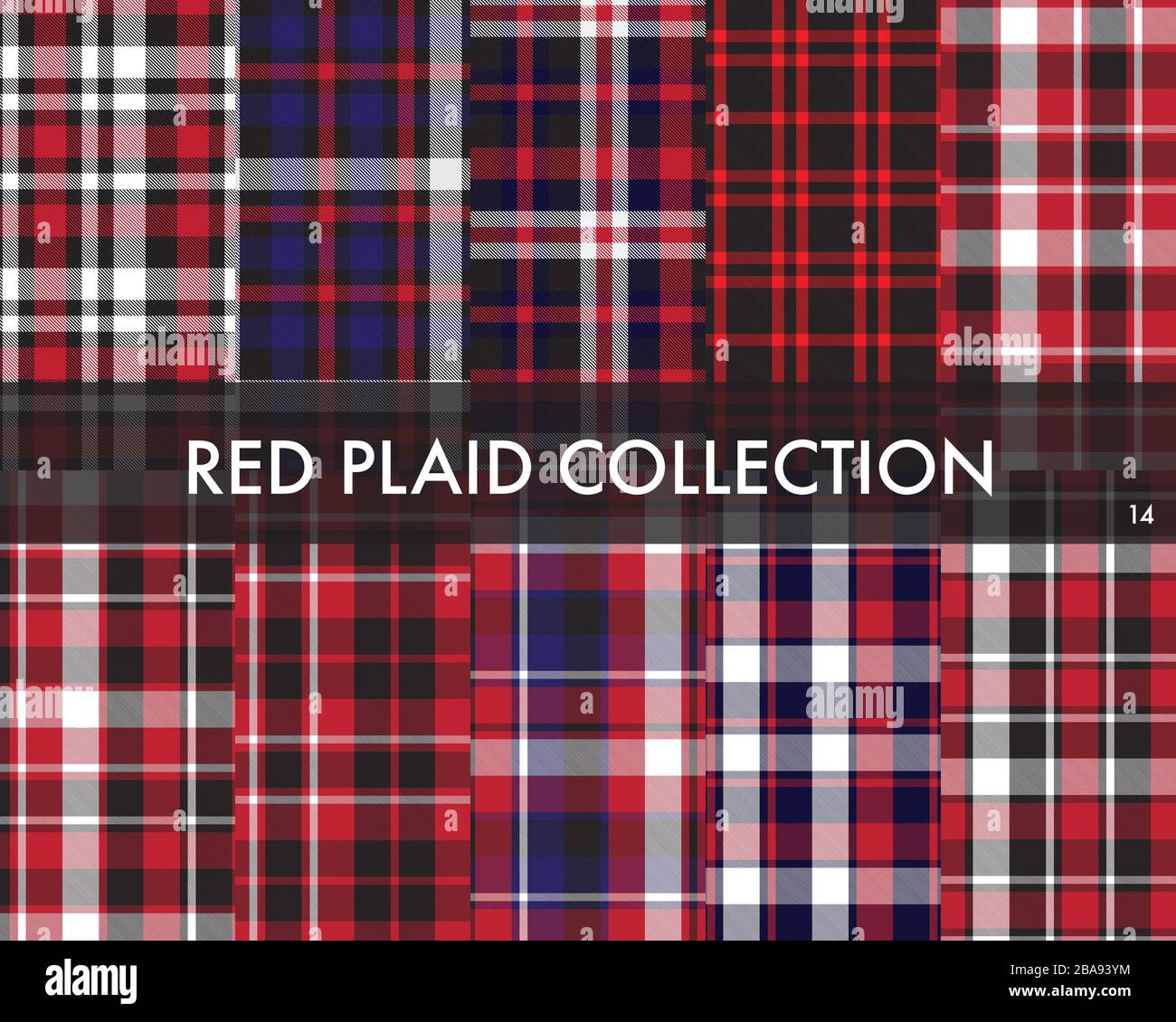 Red Plaid, tartan seamless pattern collection includes 10 designs ...