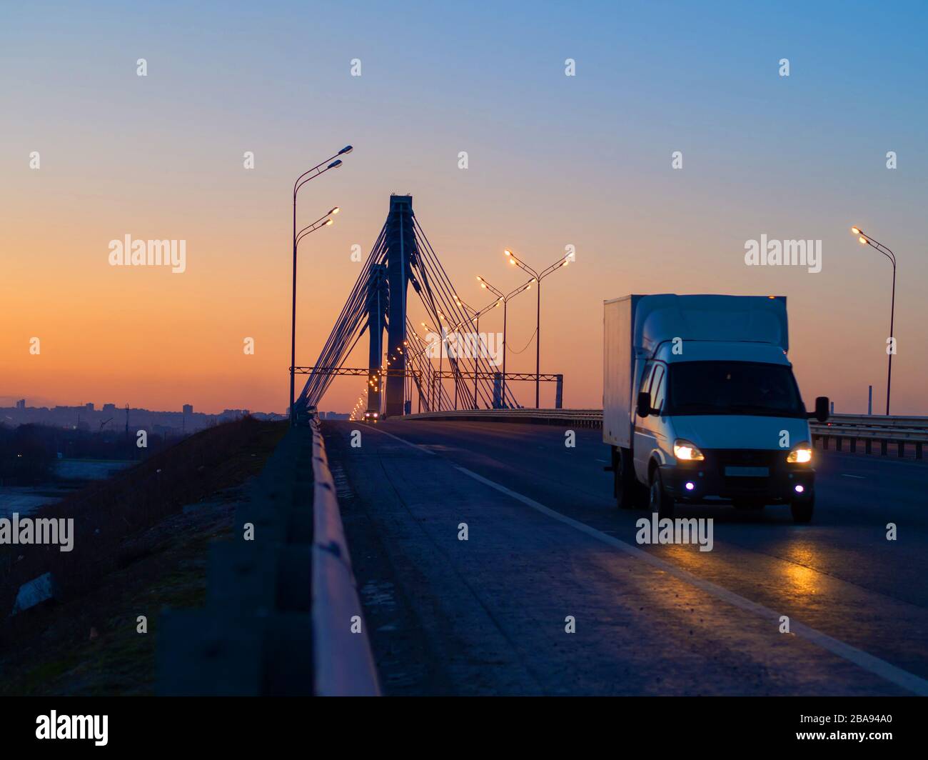 Truck on highway Stock Photo - Alamy