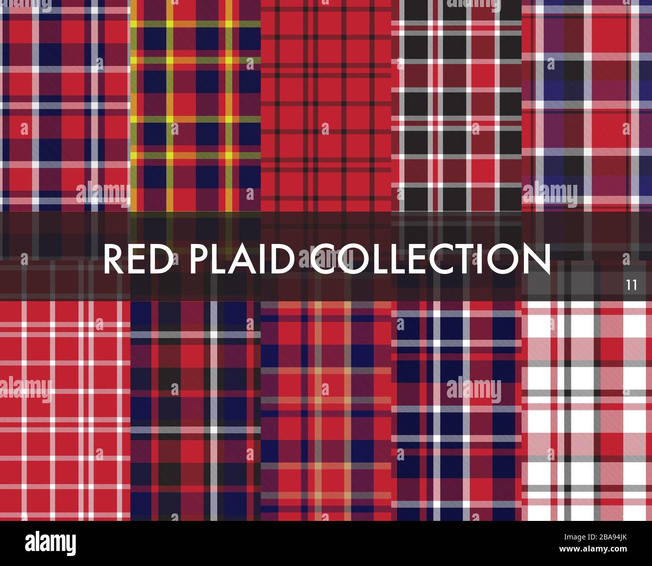 Red Plaid, tartan seamless pattern collection includes 10 designs ...