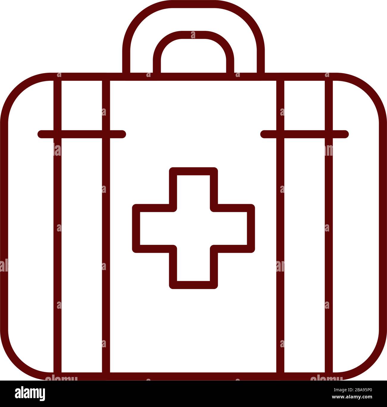 first aid box icon over white background, line style, vector ...