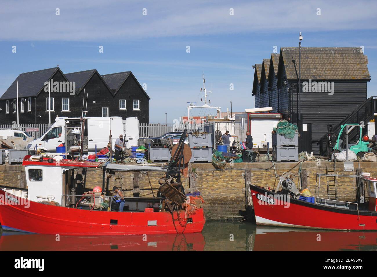 Fishing boats, Whitstable Harbour, Whitstable, Kent, England, UK Stock ...