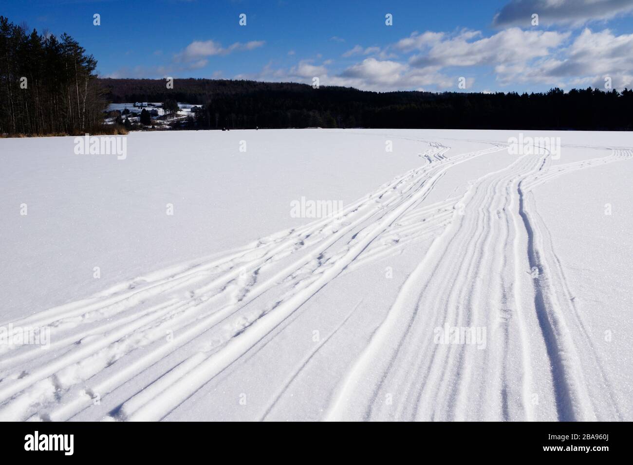 Frozen Wilber Lake in Oneonta NY Stock Photo - Alamy