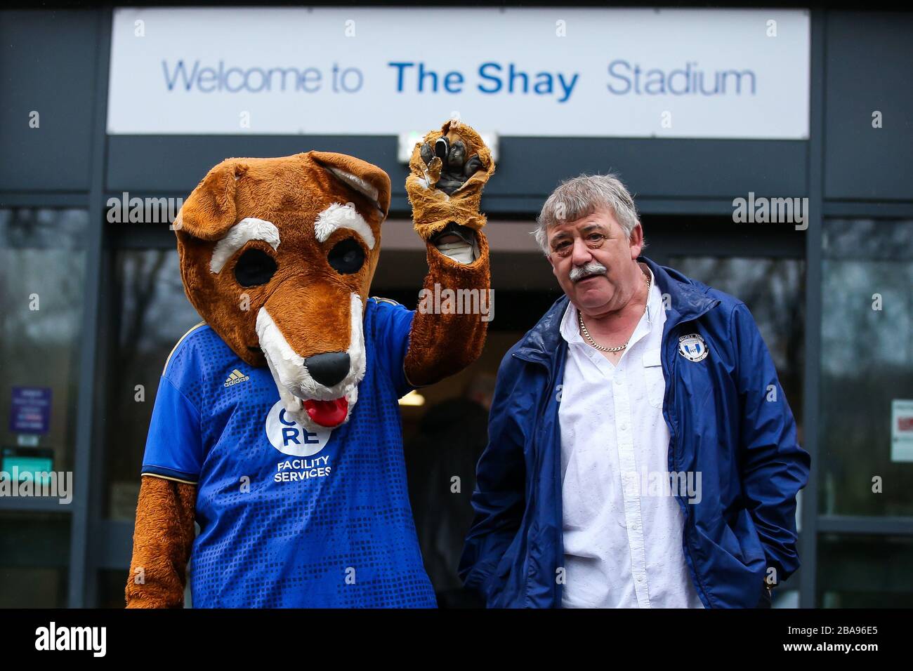 FC Halifax Town’s mascot and a fan before the Vanarama Conference ...