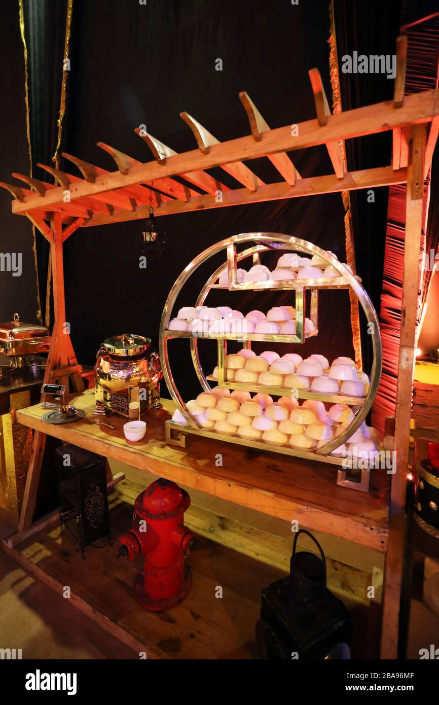 Lunch Buffet Party Preparation, Antique Setup Stock Photo - Alamy