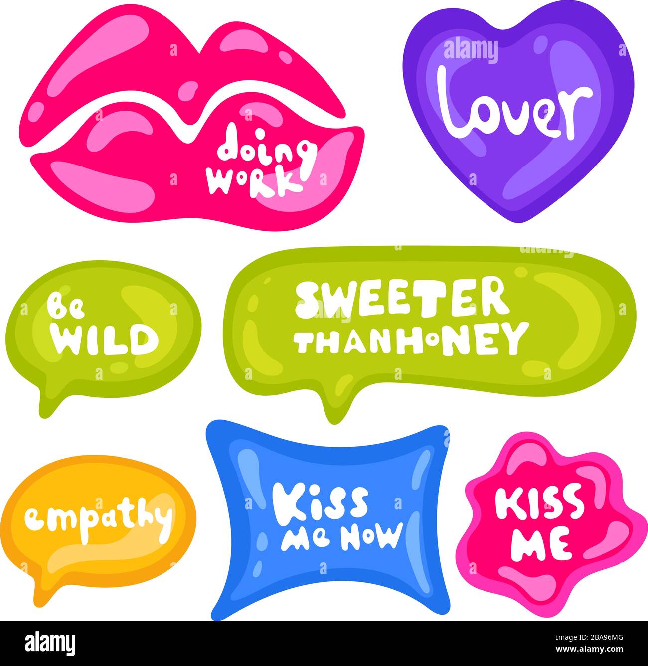 Text - about Love and relationship. Collection of vector tickets ...