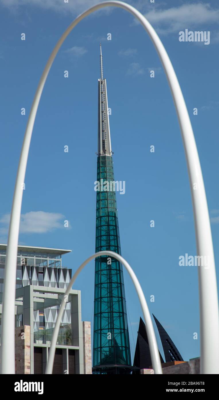 The Bell Tower seen on Elizabeth Quay, Perth, western Australia Stock ...