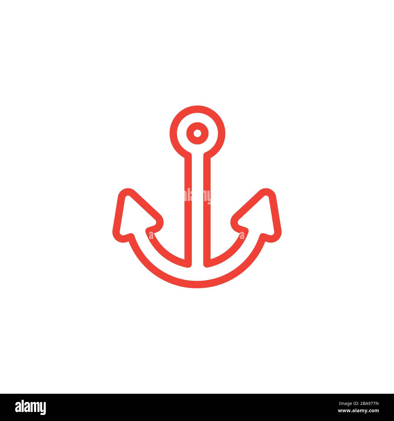 Anchor Line Red Icon On White Background. Red Flat Style Vector ...