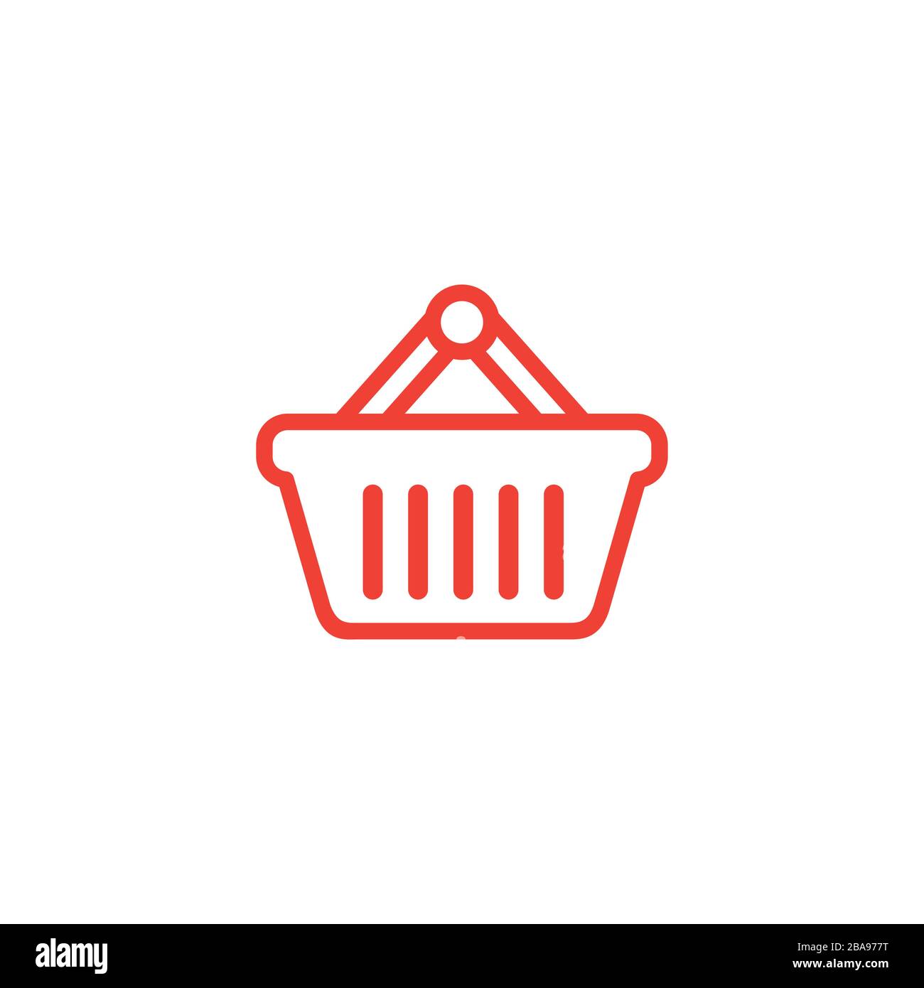 Basket Line Red Icon On White Background. Red Flat Style Vector ...