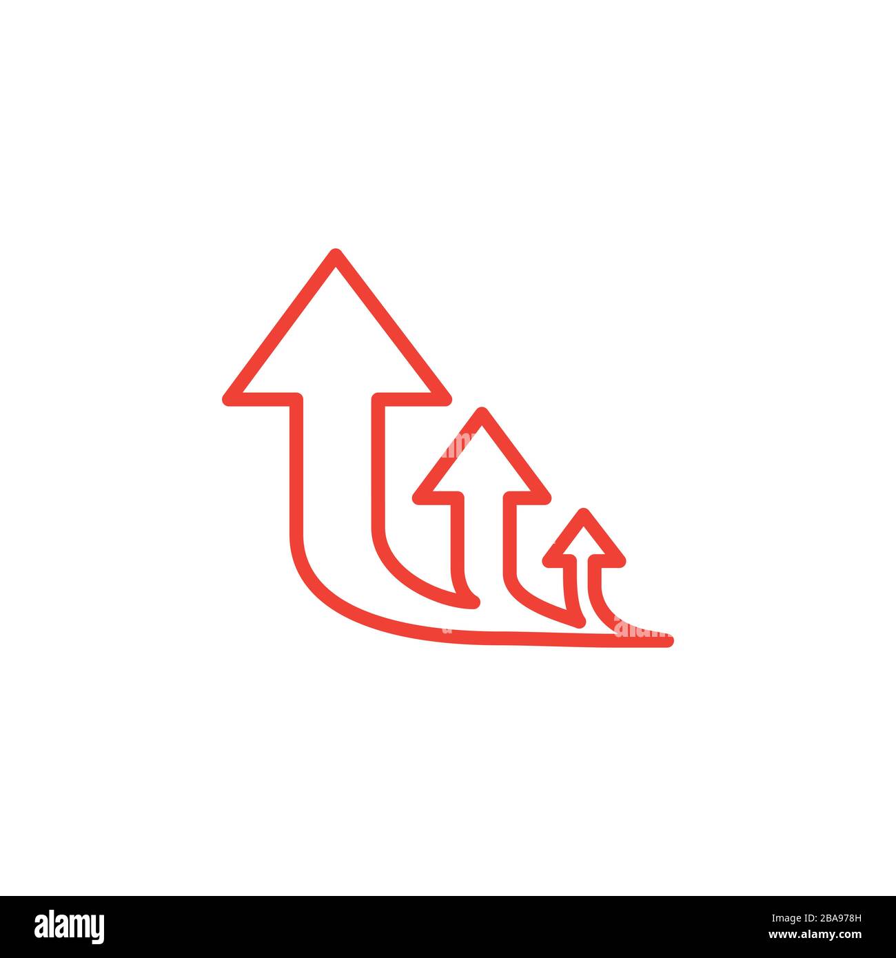 Three Arrow Sign Direction One way. Flat Line Road Direction Red Vector ...