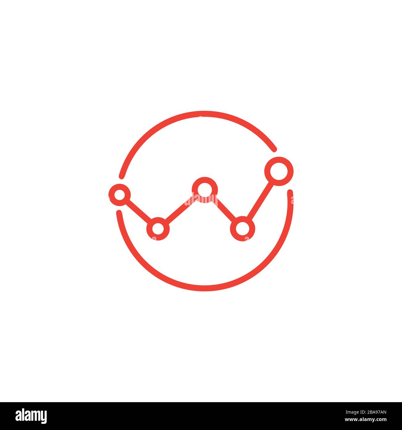 Analytics Line Red Icon On White Background. Red Flat Style Vector ...
