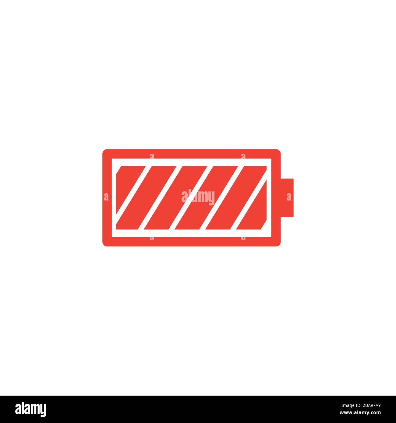 Battery Red Icon On White Background. Red Flat Style Vector ...