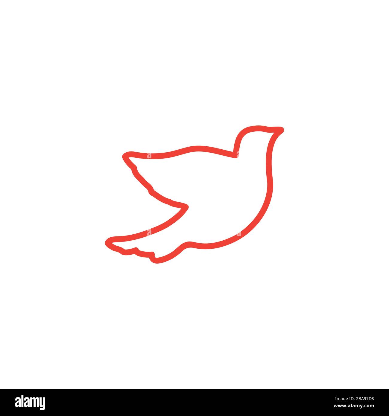 Bird Line Red Icon On White Background. Red Flat Style Vector ...