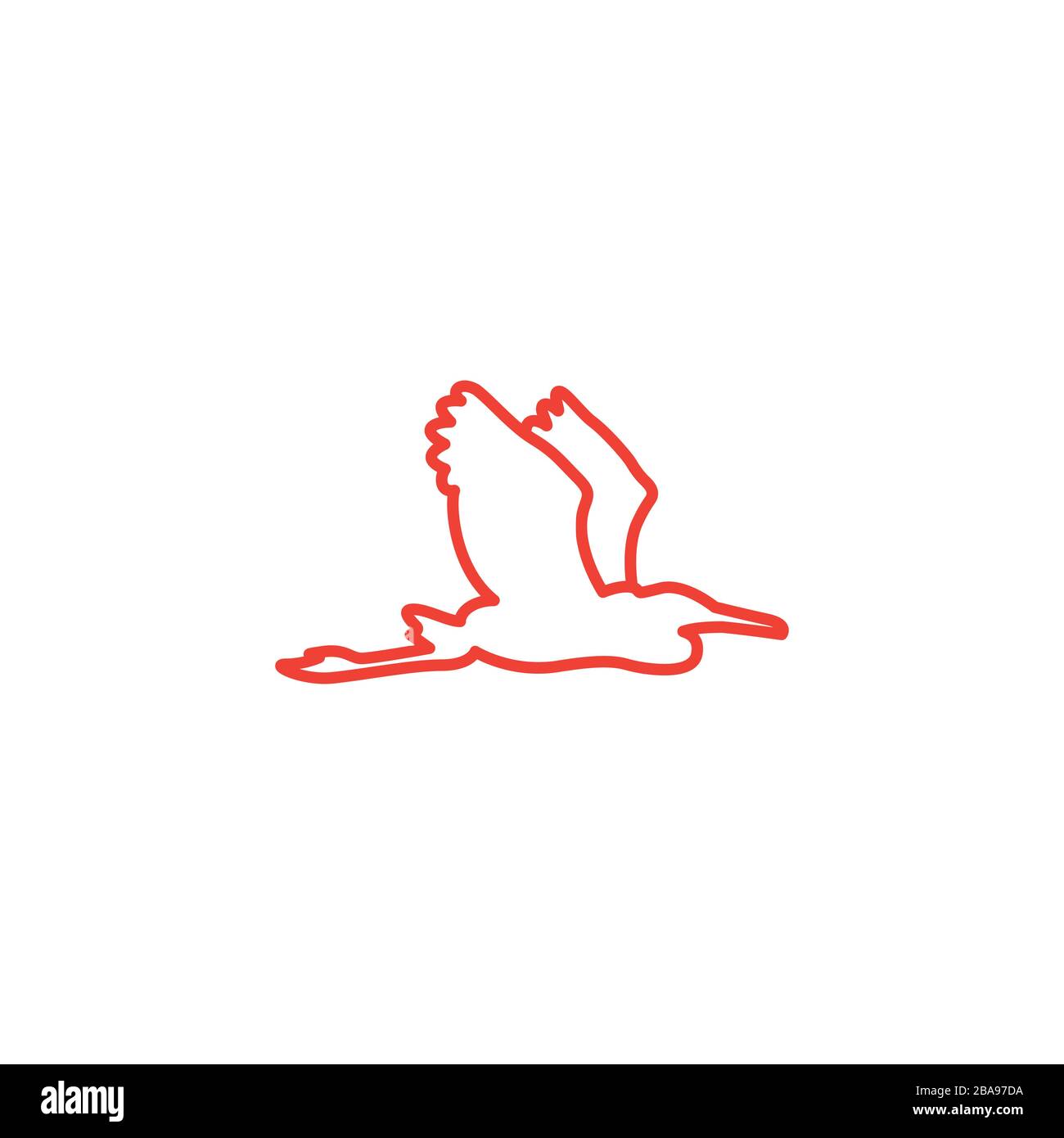 Bird Line Red Icon On White Background. Red Flat Style Vector ...