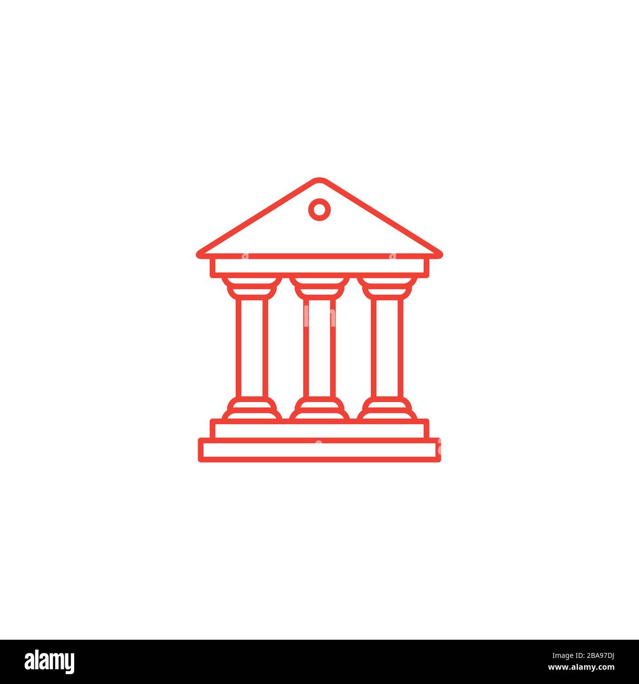 Bank Line Red Icon On White Background. Red Flat Style Vector ...