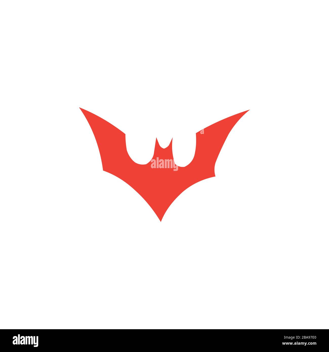 Bat Red Icon On White Background. Red Flat Style Vector Illustration ...