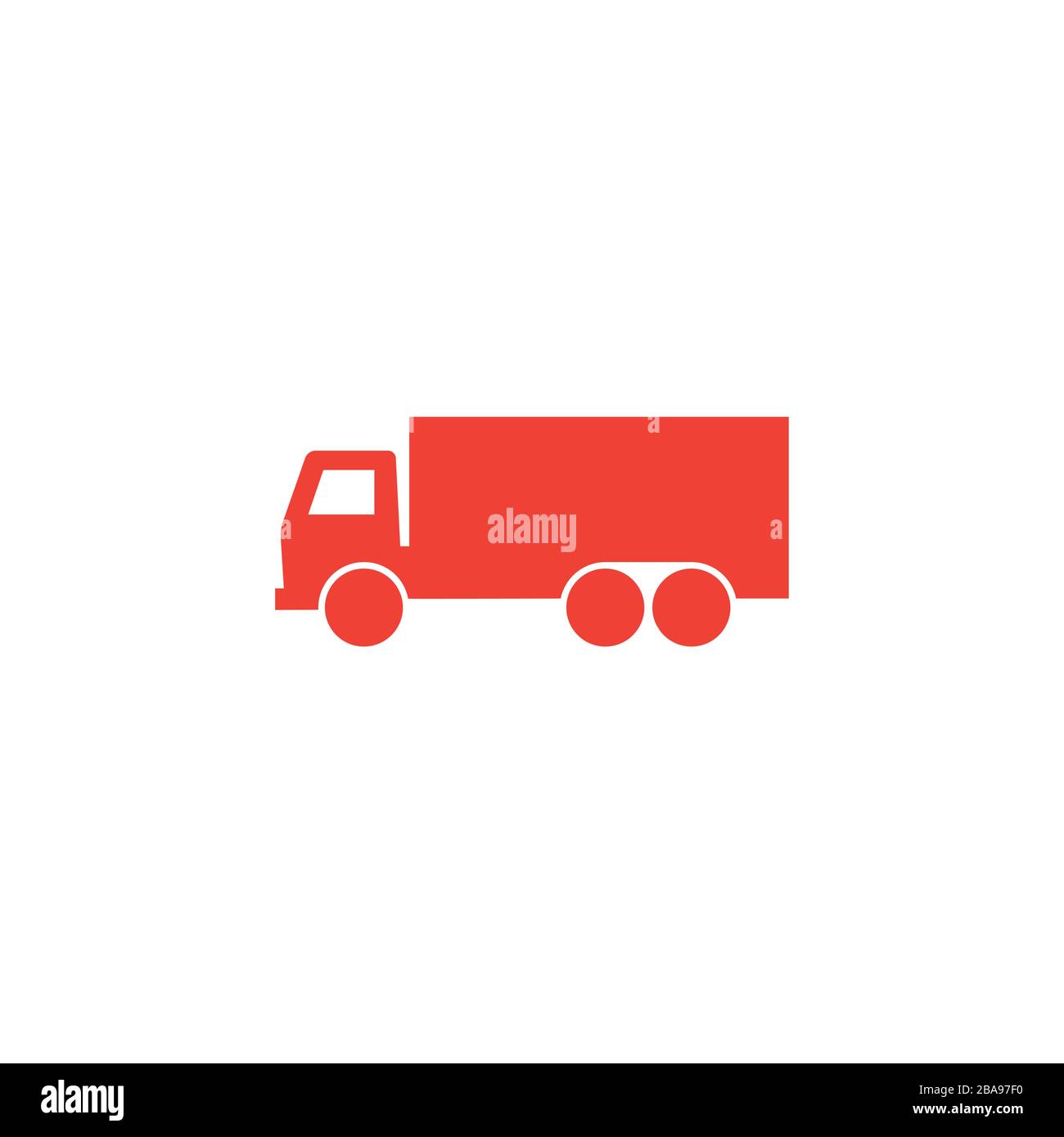 Big Truck Red Icon On White Background. Red Flat Style Vector ...