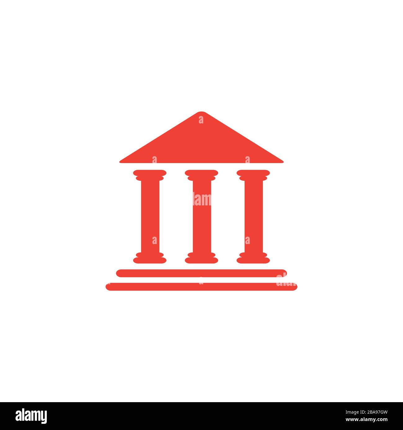 Bank Red Icon On White Background. Red Flat Style Vector Illustration ...